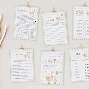 Silly Goose Baby Shower Games. Gender Neutral Gingham Mother Goose ...