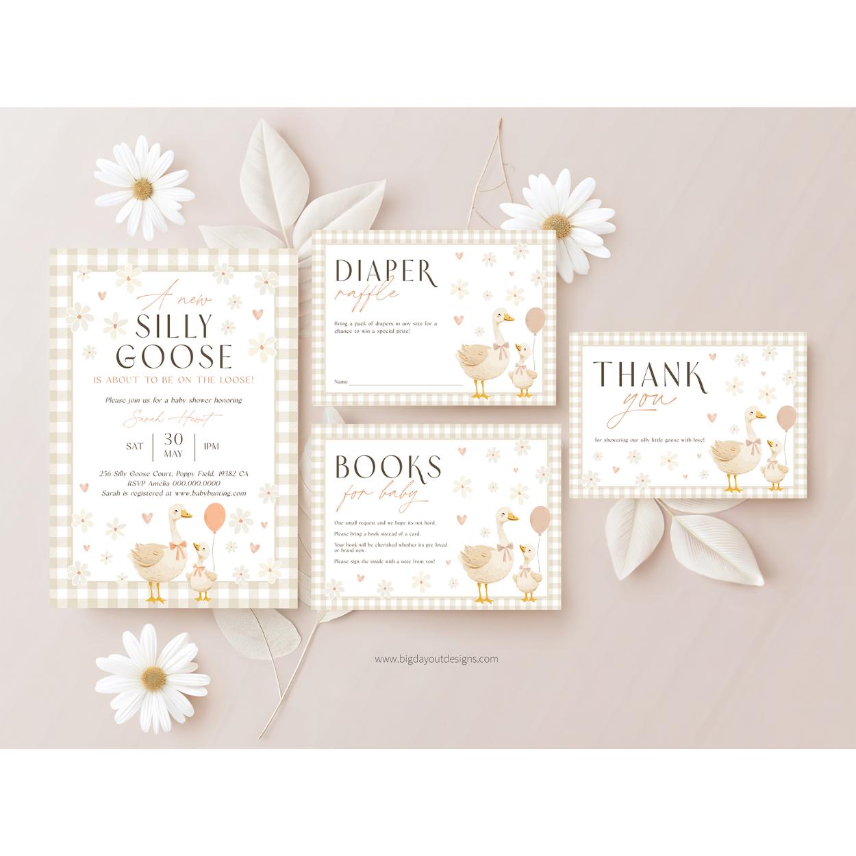 Silly Goose Baby Shower Bundle. Gender Neutral Gingham Mother Goose ...