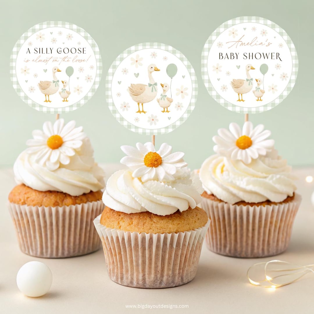 Goose Baby Shower Cupcake Toppers. Silly Little Goose Printable Decor ...