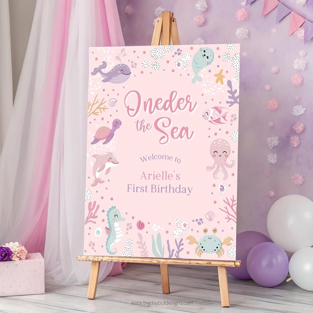Oneder the Sea Party Decorations. Editable Under the Sea Welcome Sign ...