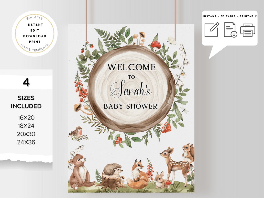 Woodland Baby Shower Welcome Sign. Woodland Baby Shower Decorations ...