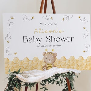 Editable Honey Bee Welcome Sign Baby Shower Baby Sprinkle. Bumble Bee ...