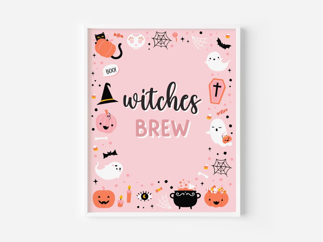 Editable Witches Brew Drinks Table Sign. Witching Halloween Cute Ghost ...