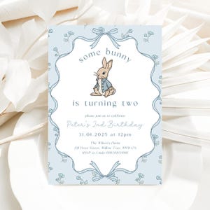 Some Bunny is Turning Two Invitation. Rustic Peter Rabbit 2nd Birthday ...