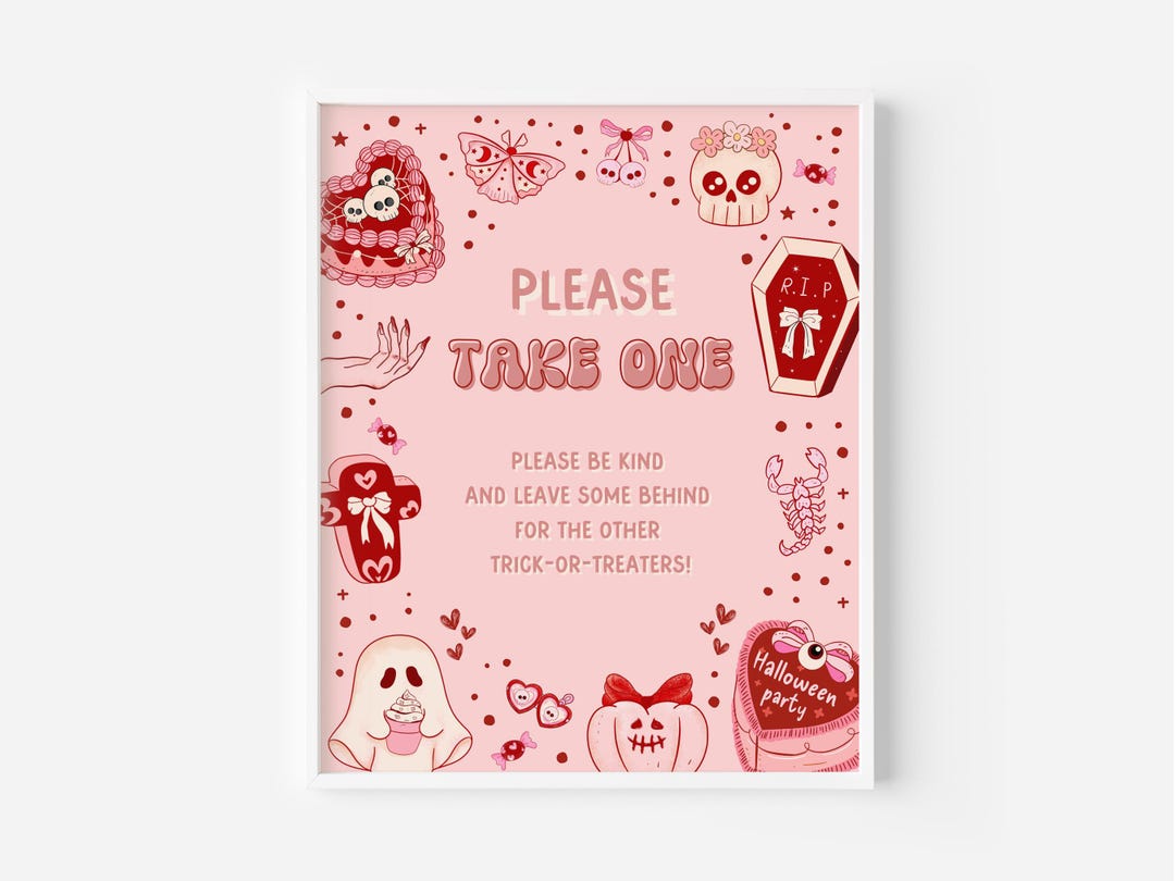 Editable Please Take One Sign. Halloween Trick or Treat Candy Sign ...