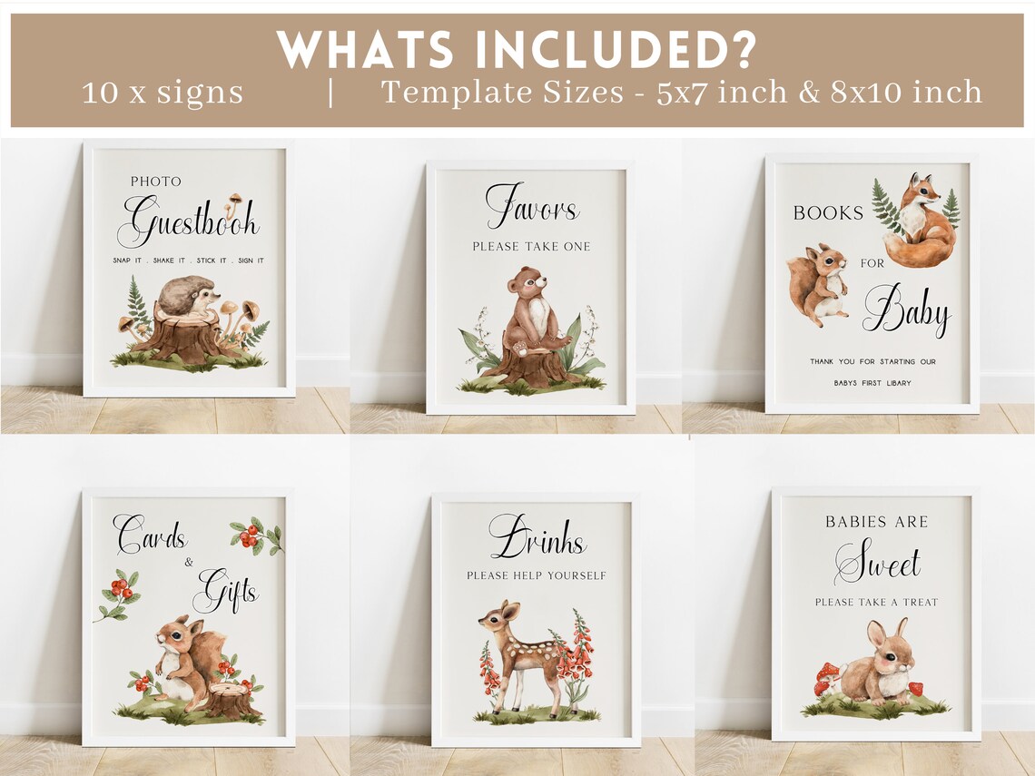 Woodland Baby Shower Signage. Woodland Animals Baby Shower Signs ...