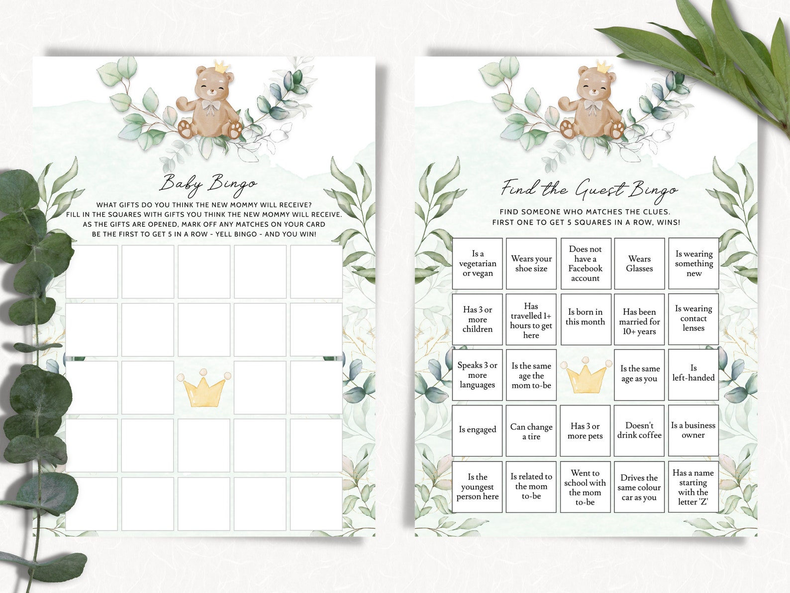 Teddy Bear Baby Shower Bingo. Find the Guest Bingo Printable. Baby ...