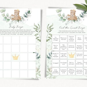 Teddy Bear Baby Shower Bingo. Find the Guest Bingo Printable. Baby ...