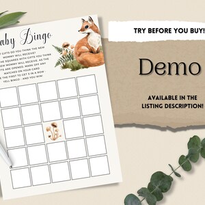 Woodland Baby Shower Bingo. Find the Guest Bingo Printable. Woodland ...