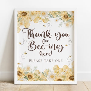 PRINTABLE Thank You for Beeing Here Sign. Bumble Bee Desert Table Signs ...