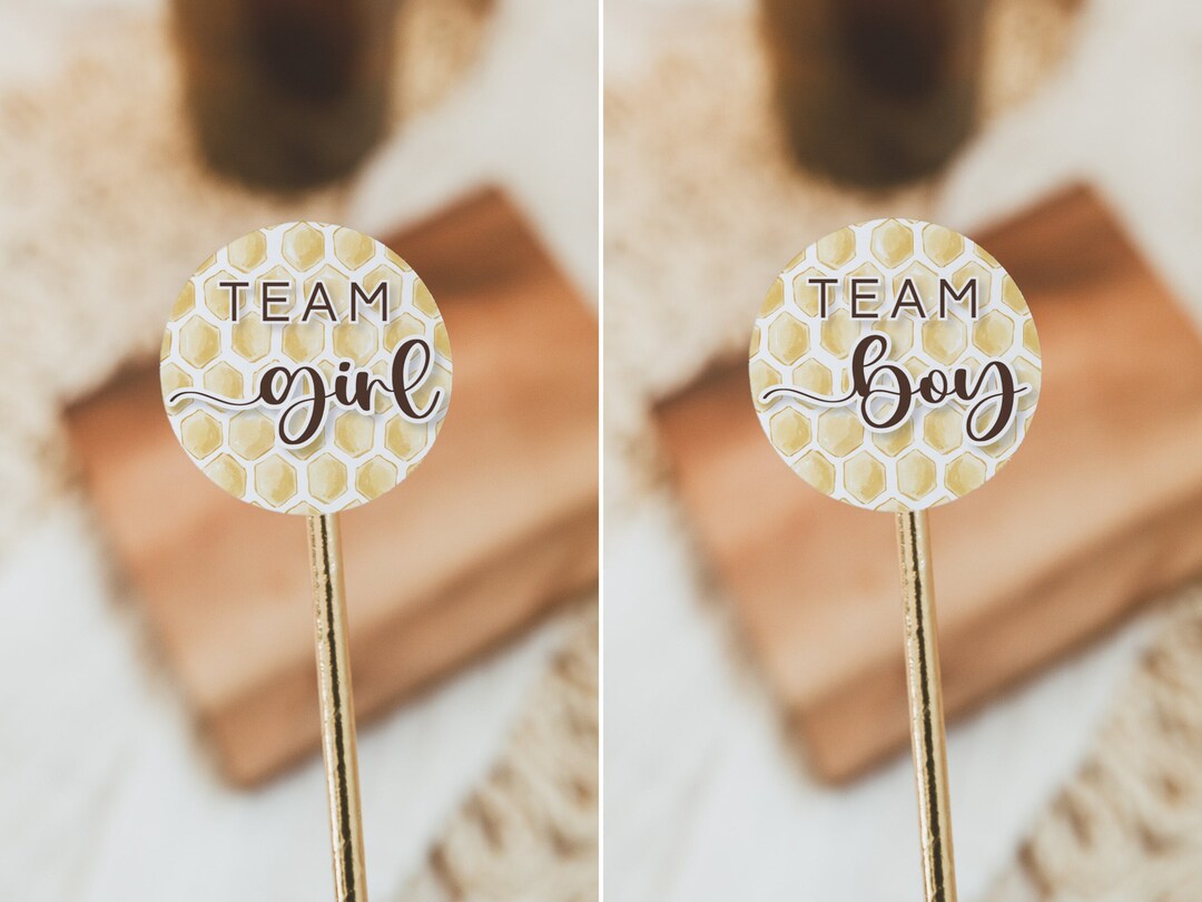 Team Girl Team Boy Stickers. Honey Bee Gender Reveal Voting Game ...