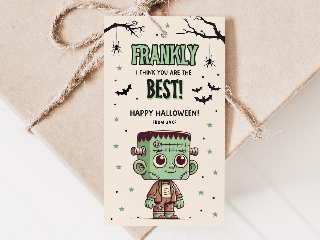 Editable Frankenstein Halloween Gift Tag. Spooktacular Party School Tag ...