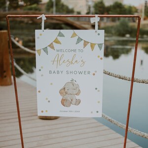 Elephant Baby Shower Decorations. Boho Baby Shower Welcome Sign. Boy ...