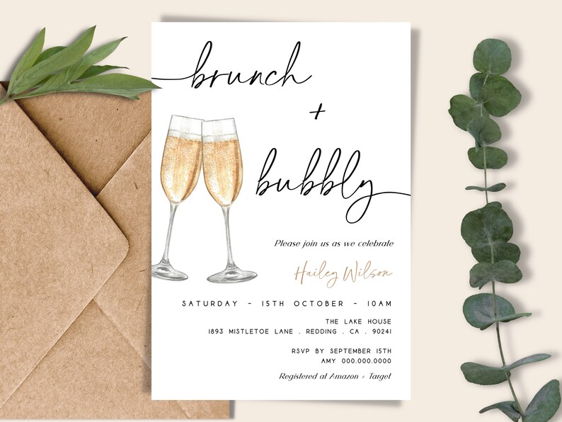 Brunch and Bubbly Bridal Shower Invitation. Bridal Brunch Invite ...