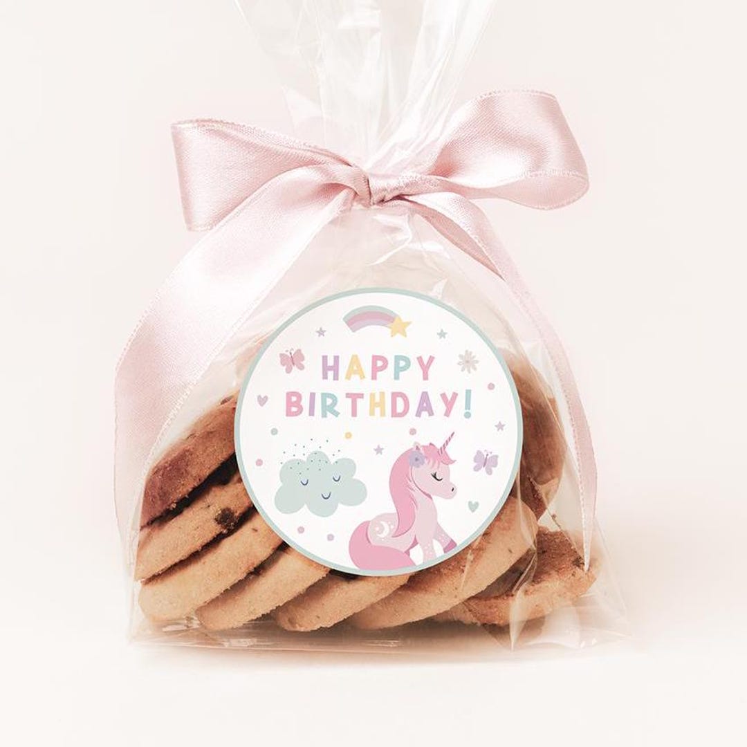 Happy Birthday Stickers Unicorn. Custom Party Labels for Kids, Magical ...