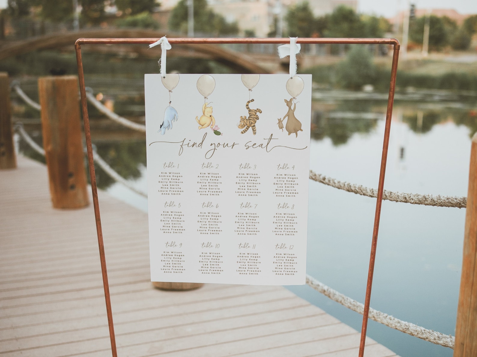 Winnie the Pooh Seating Chart Sign. Classic Pooh Bear Baby Shower ...