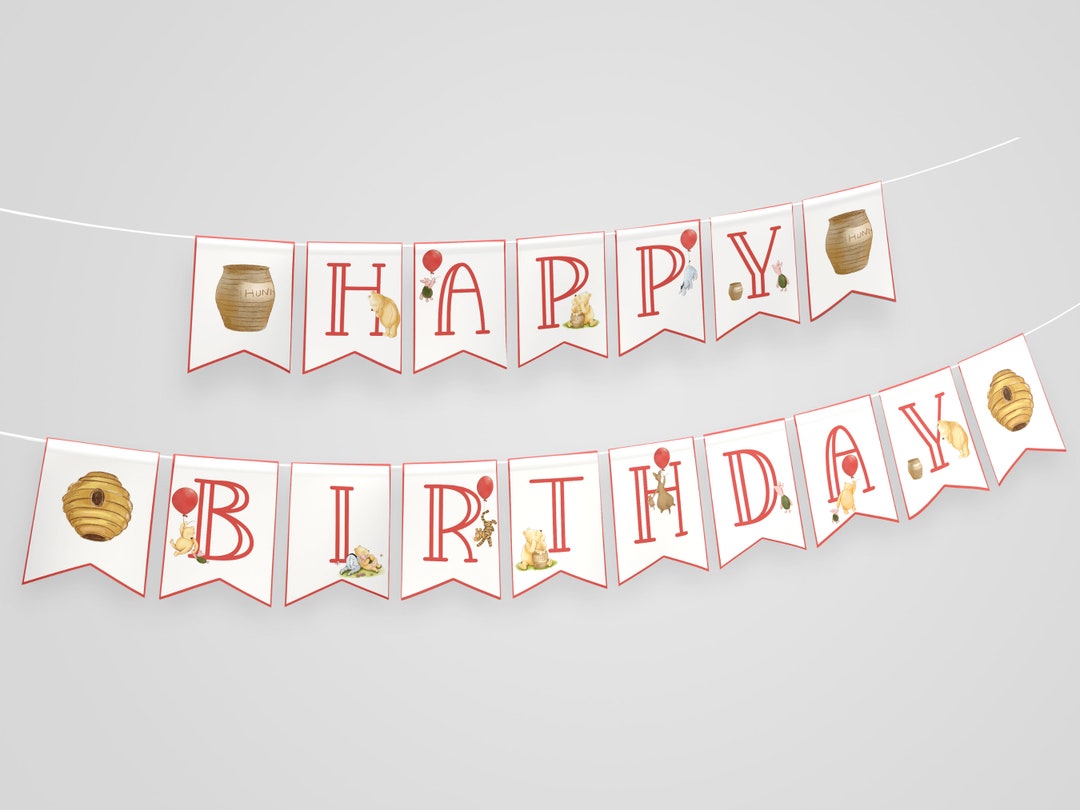Vintage Winnie the Pooh Birthday Decorations. Classic Winnie the Pooh ...