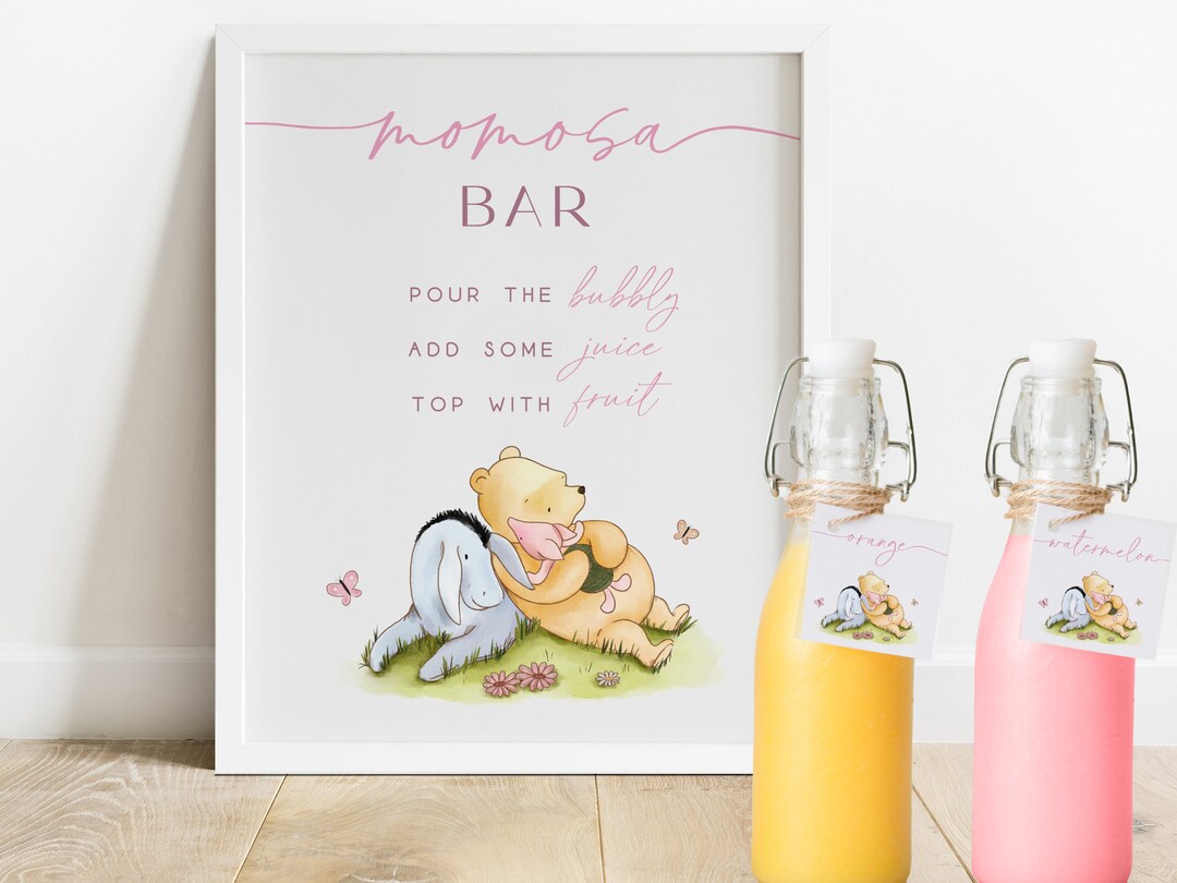 Momosa Bar Sign. Mimosa Bar Signage Classic Winnie the Pooh Baby Shower ...
