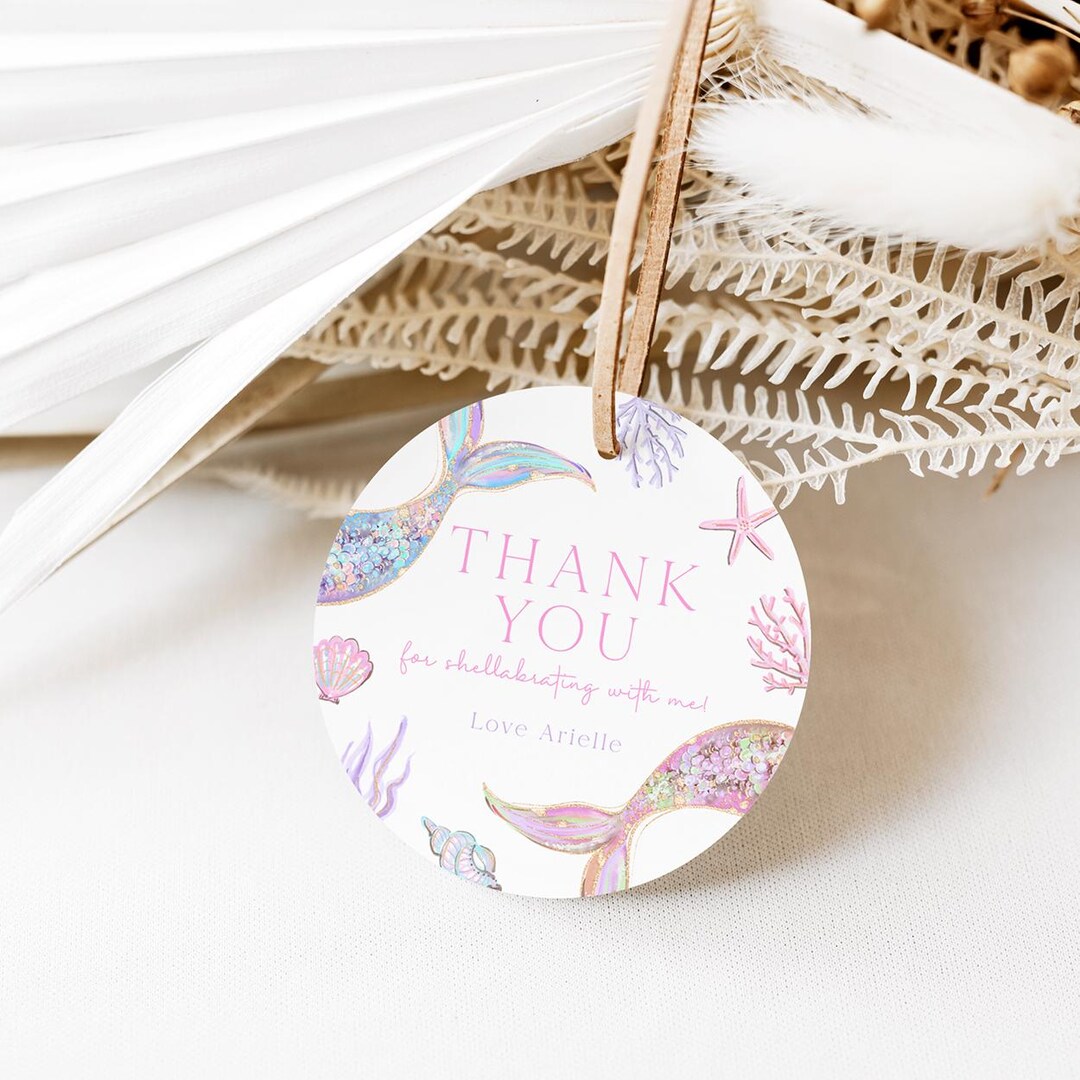 Custom Mermaid Favor Tags. Editable Shellabration Under the Sea Themed ...