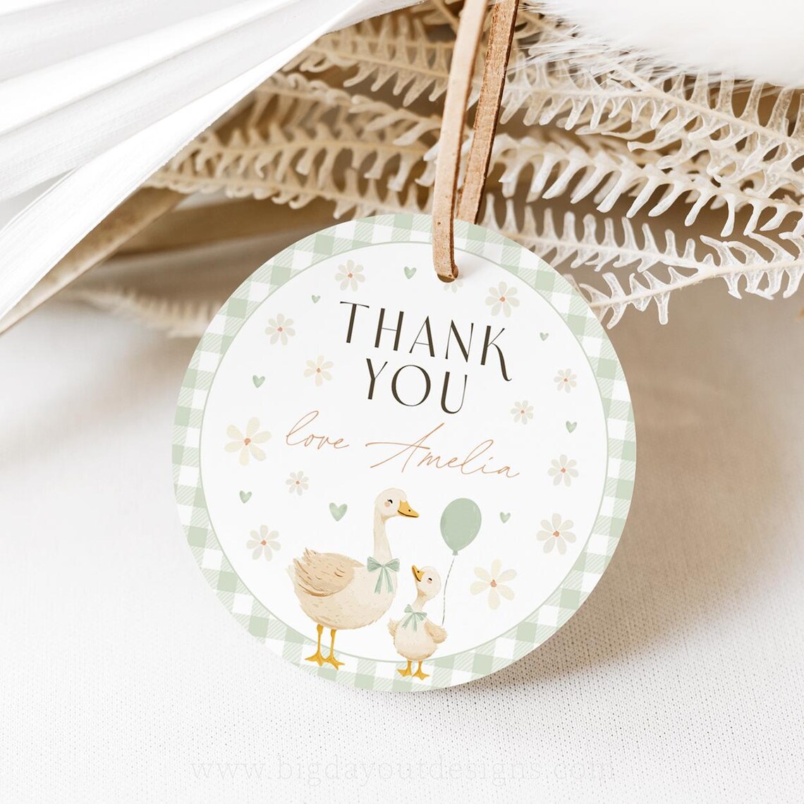 Silly Goose Baby Shower Favors. Mother Goose Printable Tag Sage Green ...