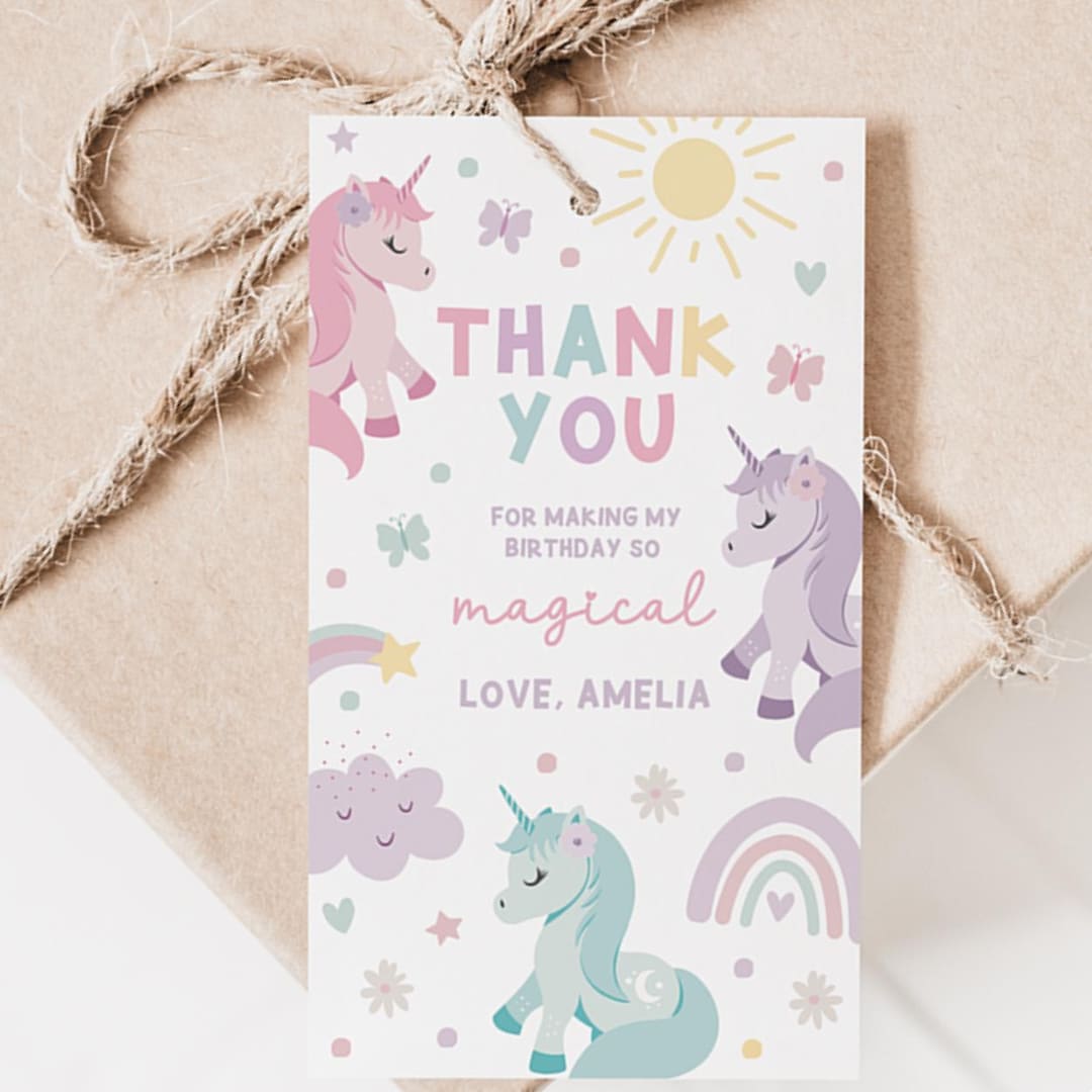 Unicorn Birthday Party Favor Tags. Printable Gift Label. Magical ...