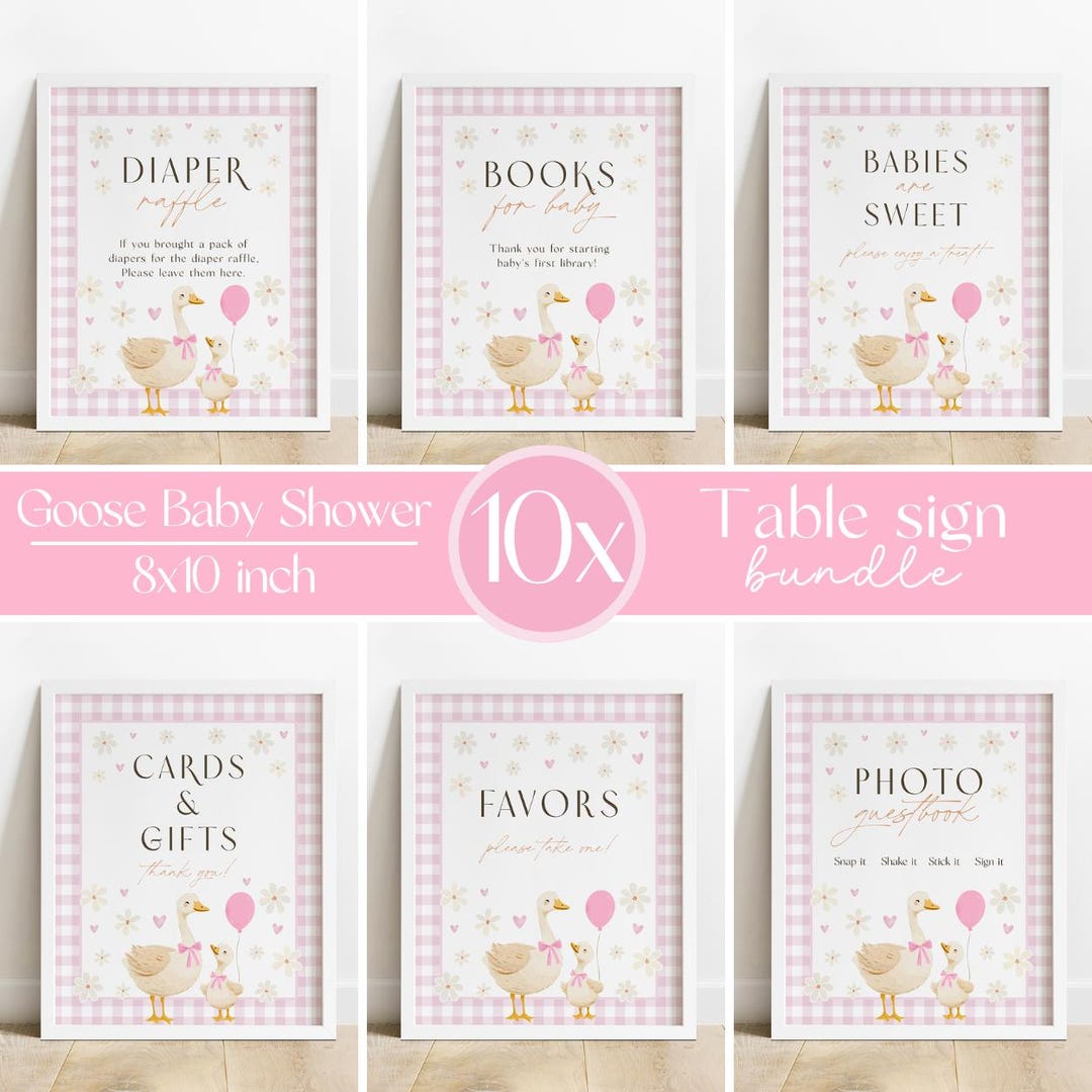 Mother Goose Baby Shower Decorations. Pink Gingham Silly Goose Sign ...
