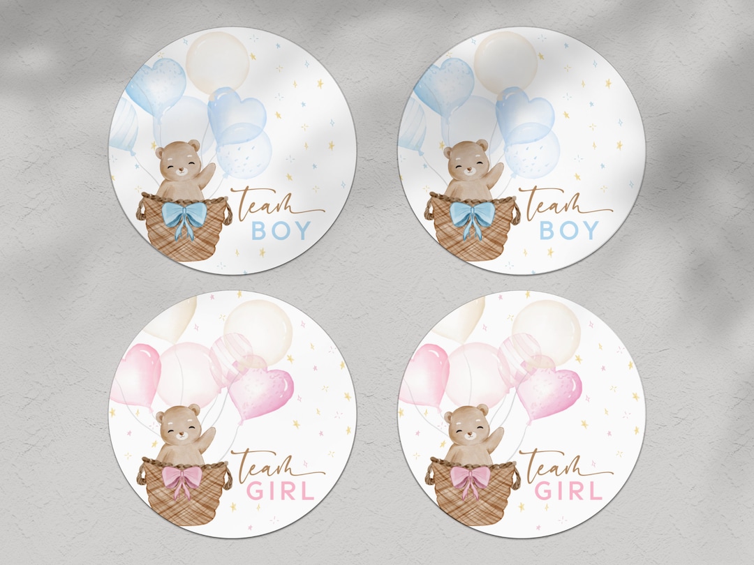 Team Boy Team Girl Stickers for Gender Reveal Party. Boy OR Girl ...