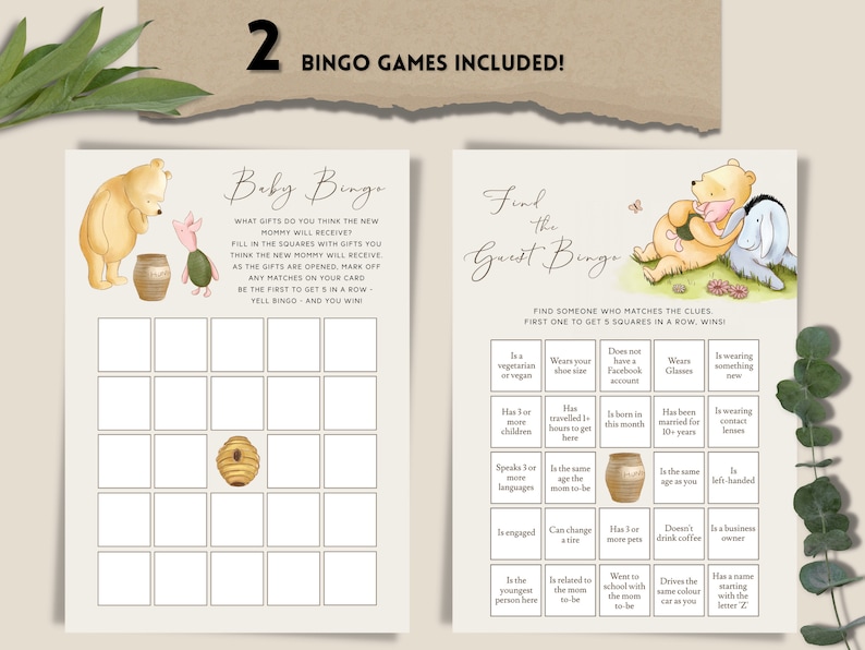 Winnie the Pooh Baby Shower Bingo. Baby Bingo Printable. Find - Etsy
