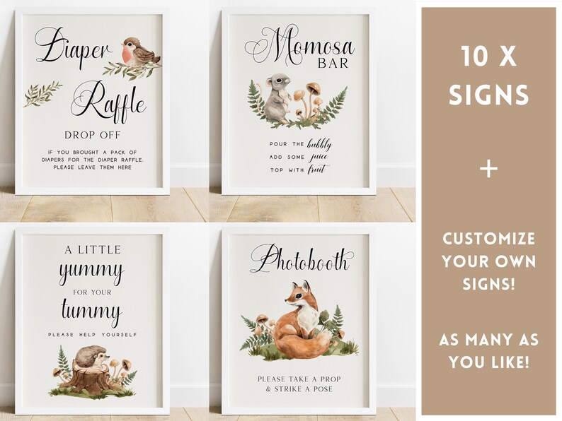 Woodland Baby Shower Signage. Woodland Animals Baby Shower Signs ...