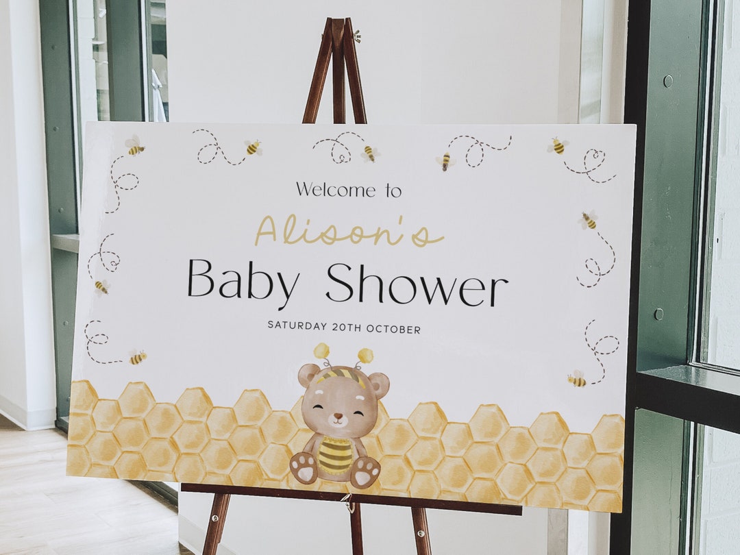 Editable Honey Bee Welcome Sign Baby Shower Baby Sprinkle. Bumble Bee ...