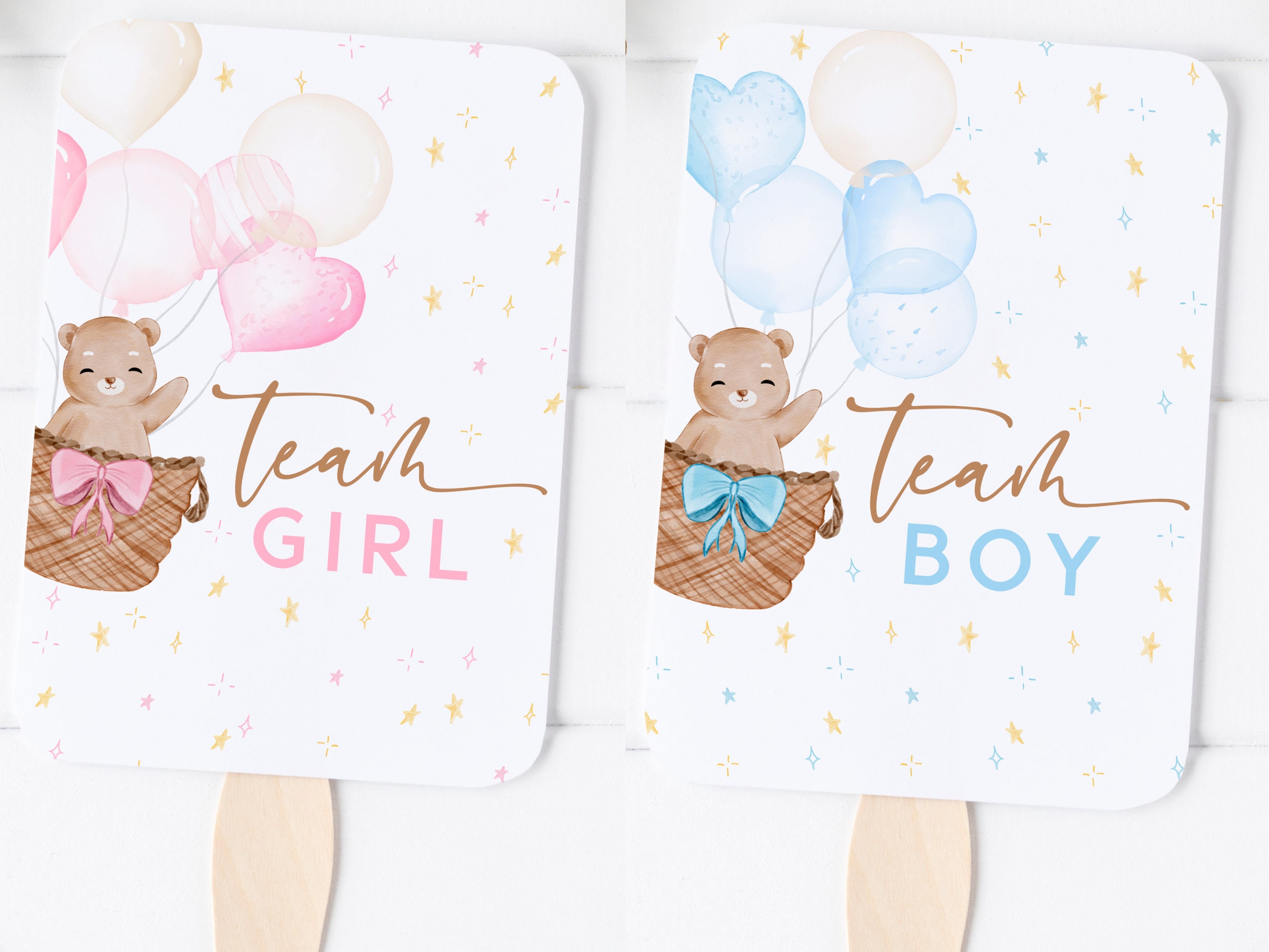 Gender Reveal Ideas. Teddy Bear Program Fan. Team Boy Team - Etsy