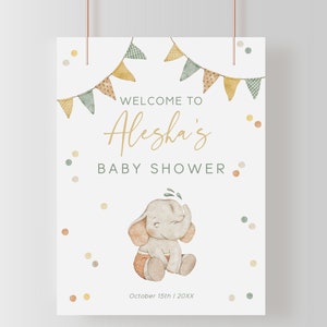 Elephant Baby Shower Decorations. Boho Baby Shower Welcome Sign. Boy ...