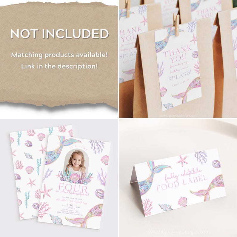 Mermaid Tail Water Bottle Labels. Editable Birthday Decor Digital ...