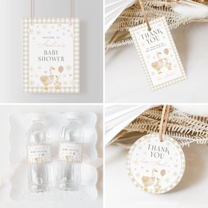 Silly Goose Baby Shower Bundle. Gender Neutral Gingham Mother Goose ...