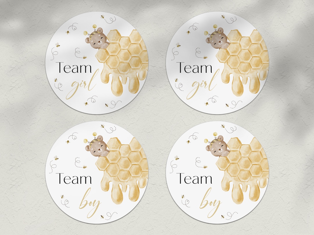 Team Girl Team Boy Stickers. Honey Bee Gender Reveal Voting Game ...