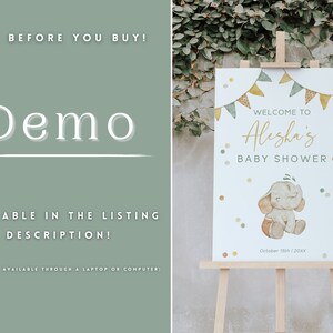 Elephant Baby Shower Decorations. Boho Baby Shower Welcome Sign. Boy ...