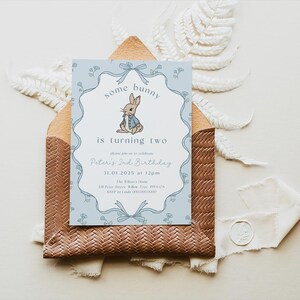 Some Bunny is Turning Two Invitation. Rustic Peter Rabbit 2nd Birthday ...