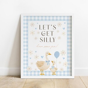 Mother Goose Baby Shower Decorations. Blue Gingham Silly Goose Sign ...