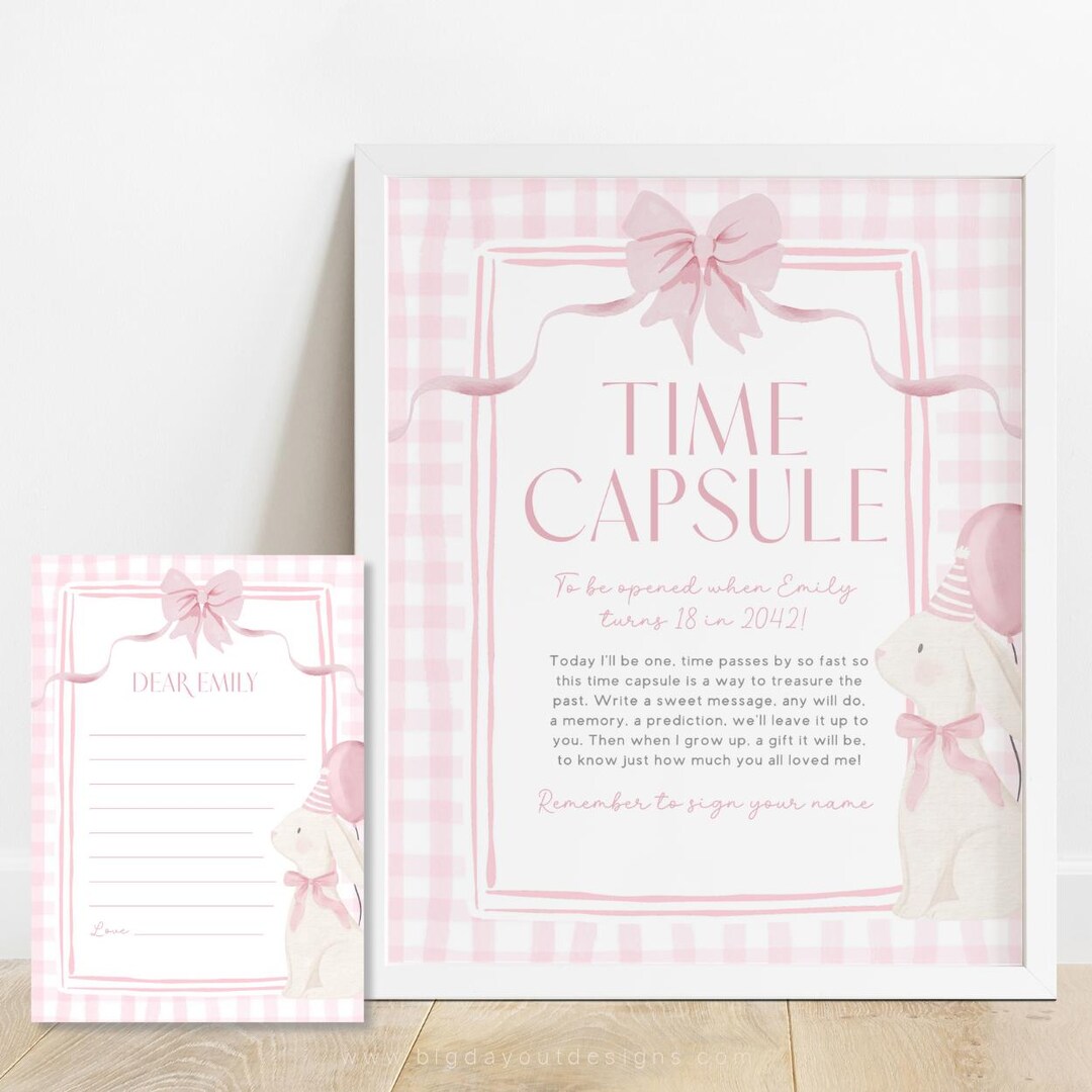 Some Bunny Time Capsule Sign Editable Girls Rabbit 1st Birthday Game ...