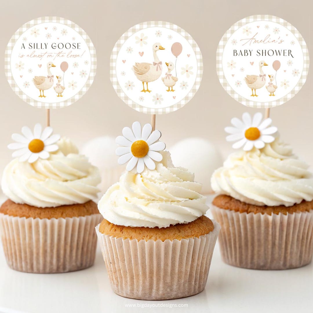 Goose Baby Shower Cupcake Toppers. Silly Little Goose Printable Decor ...