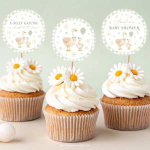Goose Baby Shower Cupcake Toppers. Silly Little Goose Printable Decor ...