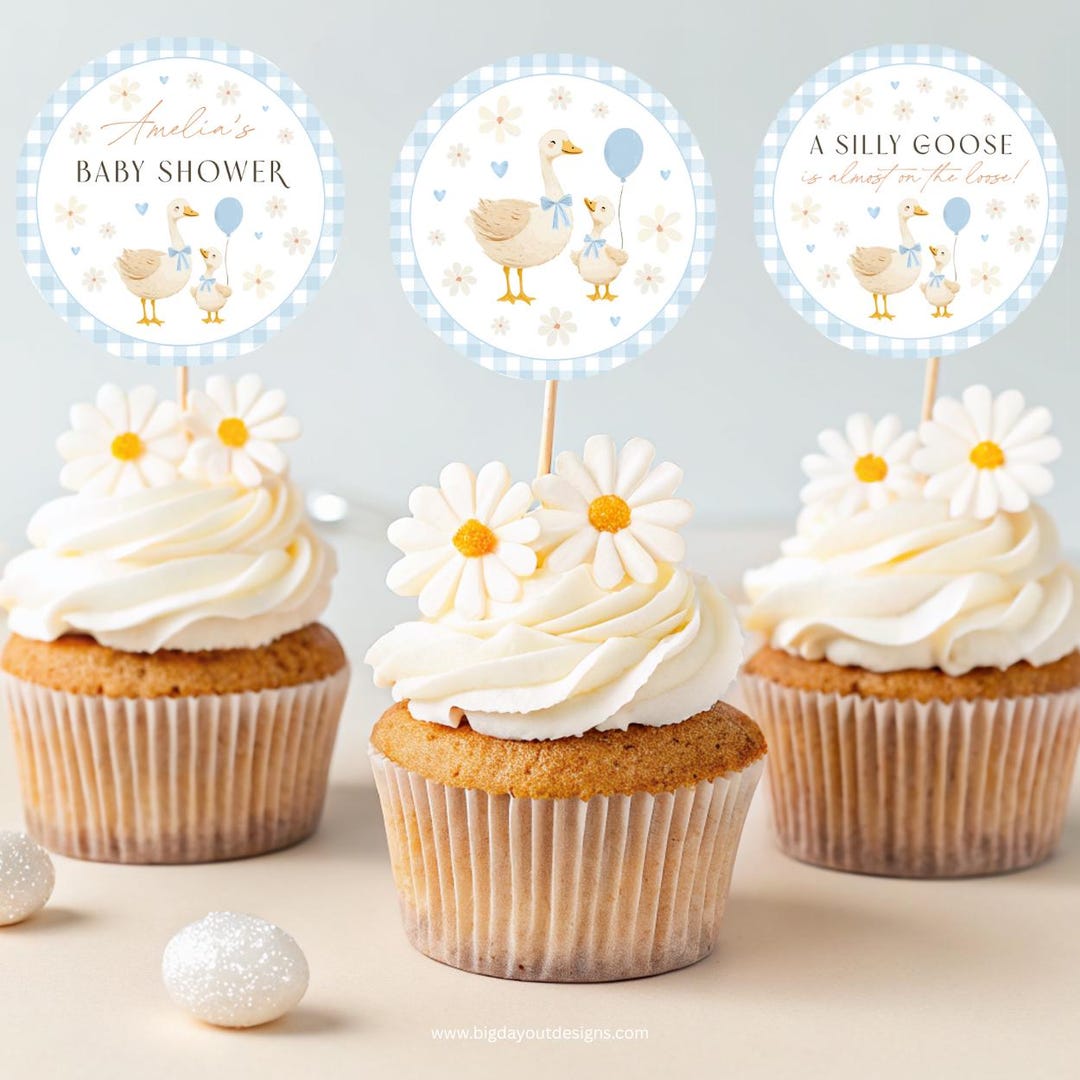 Goose Baby Shower Cupcake Toppers. Silly Little Goose Printable Decor ...