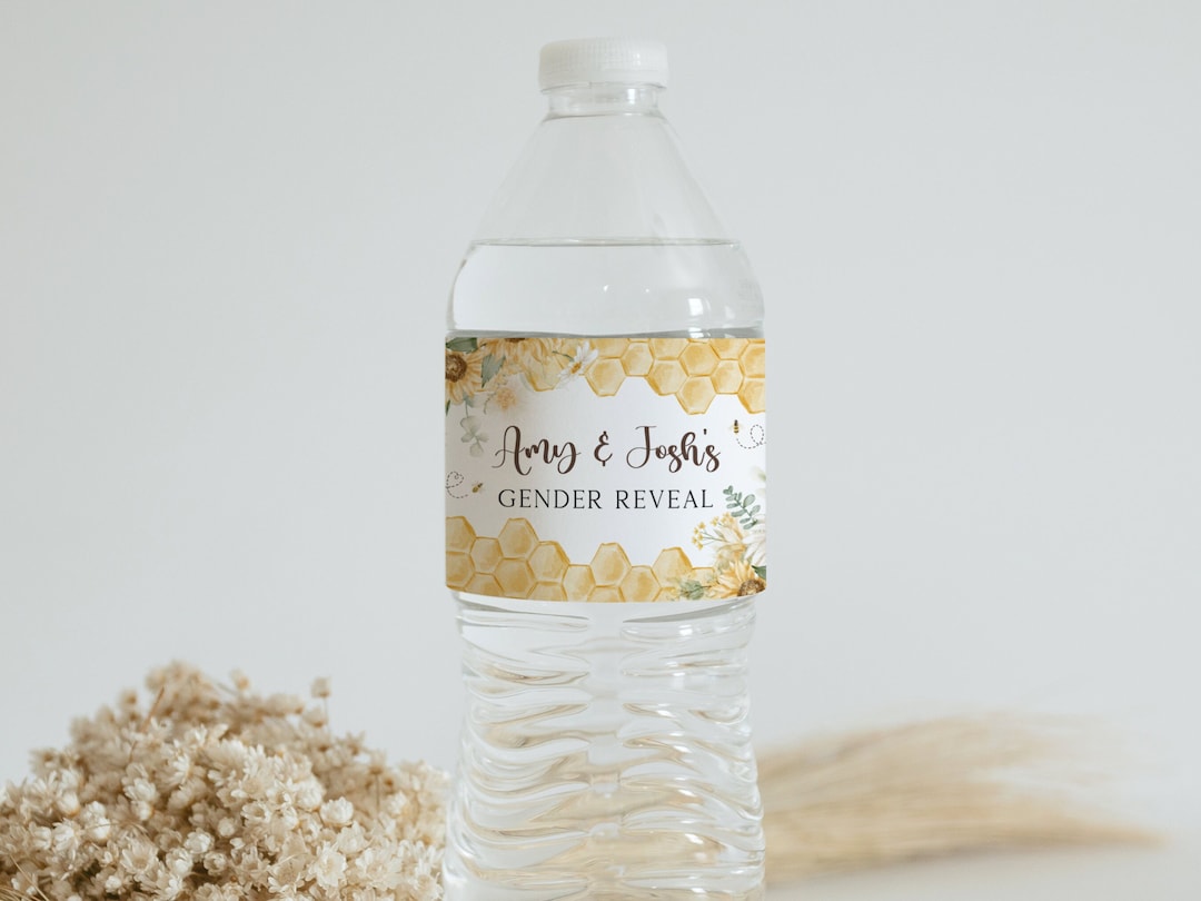 EDITABLE Honey Bee Party Water Bottle Label. Gender Reveal Baby Bee ...