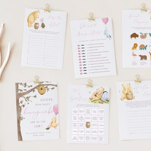 Pooh Girl Baby Shower Games Bundle. Editable Winnie the Pooh Fun Game ...
