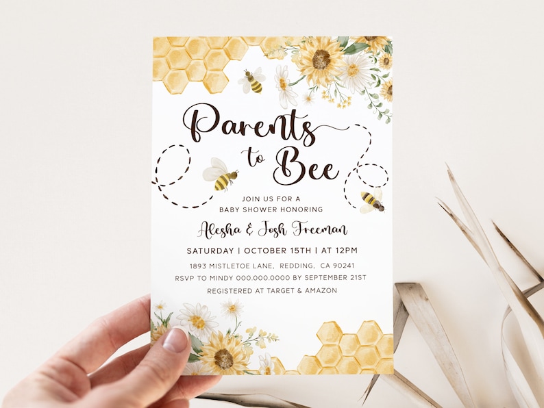 Couples Baby Shower Invitations. Parents to Bee Coed Baby Shower. Bee ...
