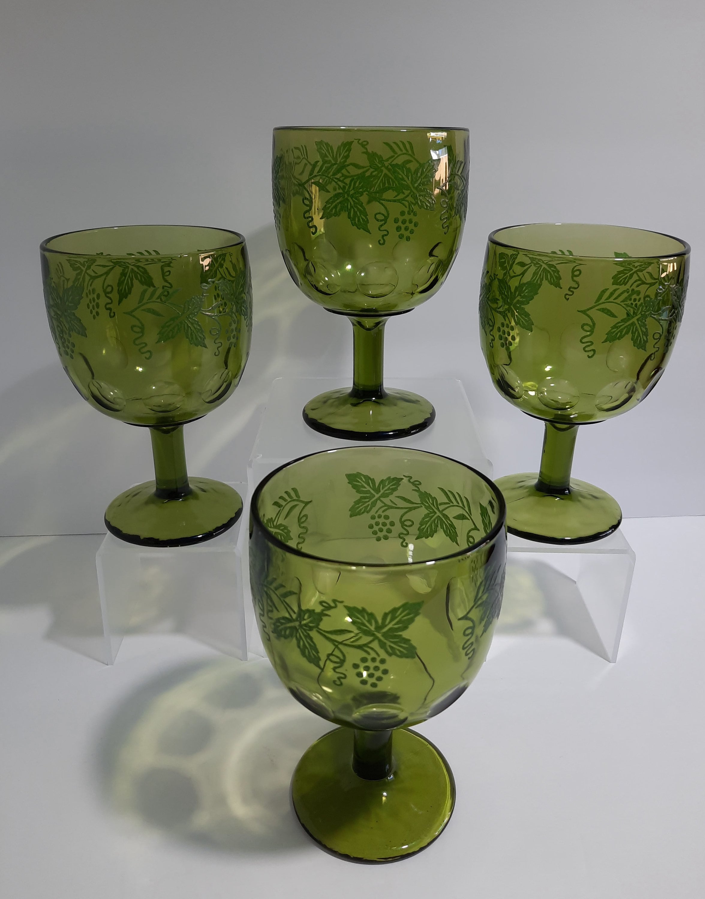 Vintage Green Goblet Set - Etsy