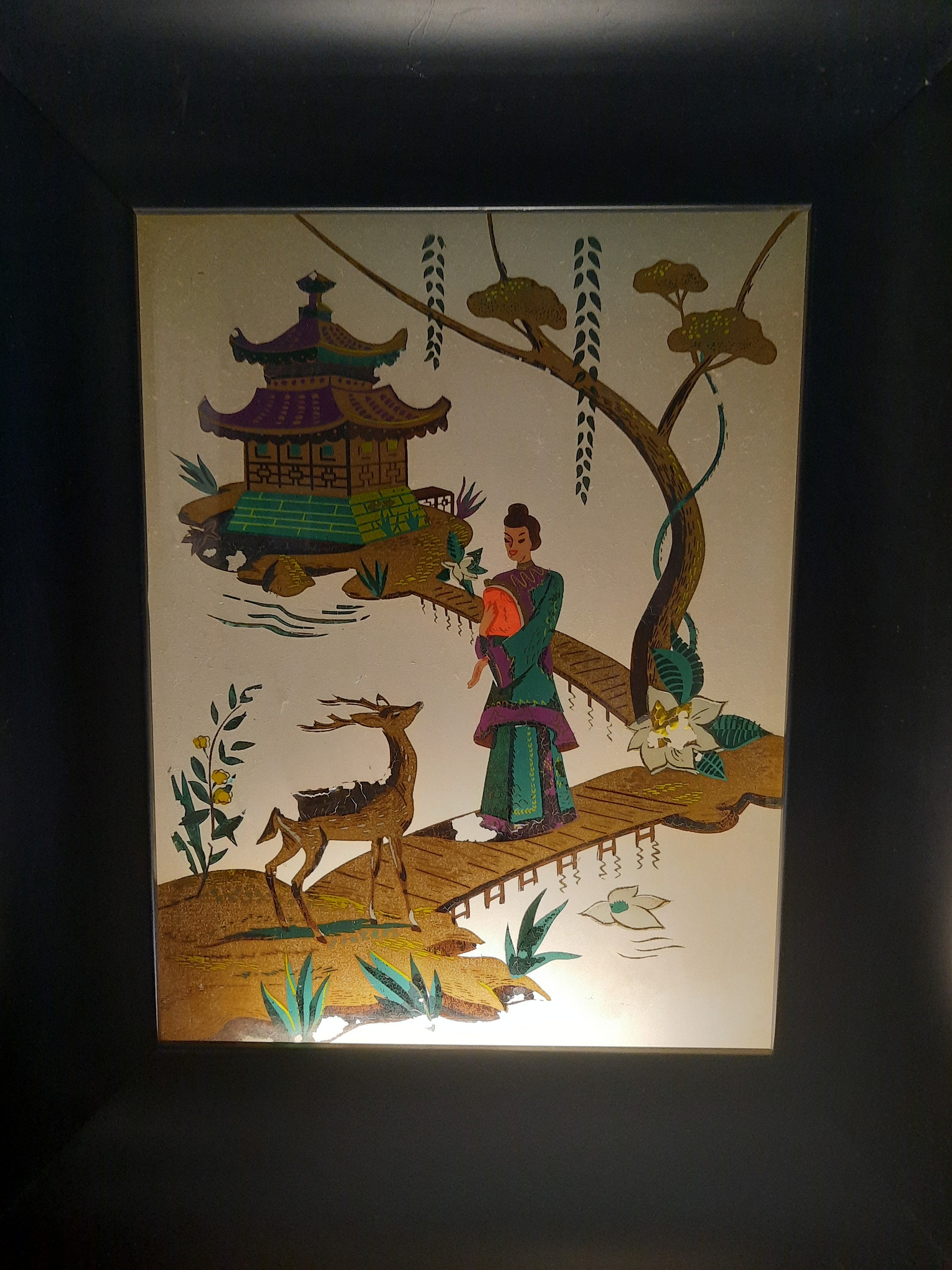 Vintage Asian Lighted Shadow Box - Etsy