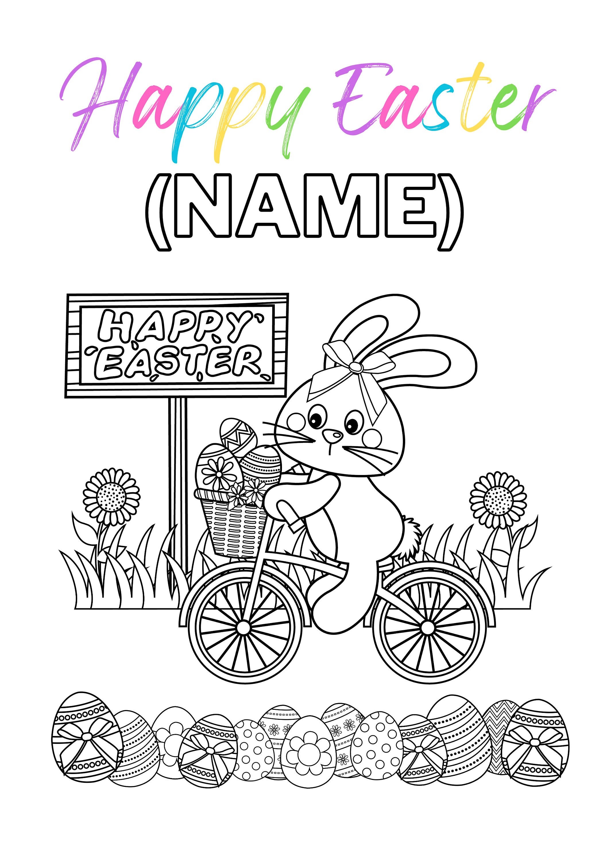 Personalised Easter Colouring Page Coloring Sheet DIGITAL Printable ...