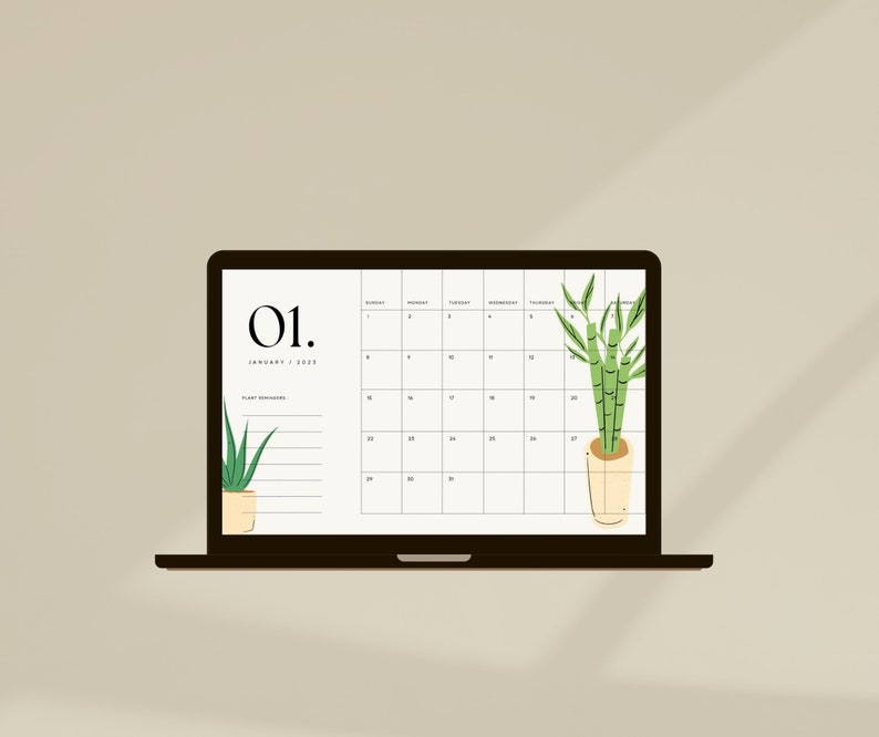 2023 Minimalist Plant Calendar | Modern | Monthly Planner | Wallpaper ...