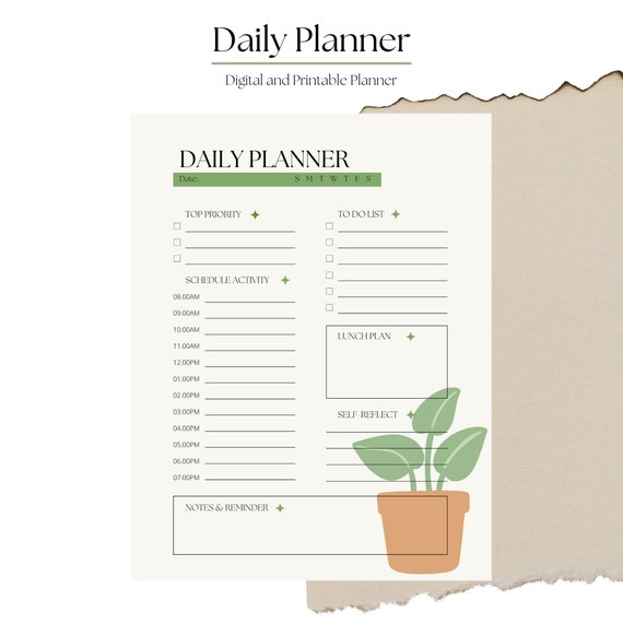 Editable Daily Planner Printable Planner Digital Planner - Etsy